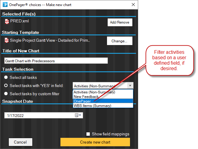 Primavera P6 Gantt Chart with Predecessors | OnePager
