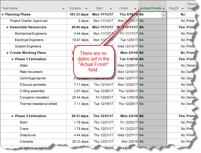 Warning Message: "Not a valid date for the task start."