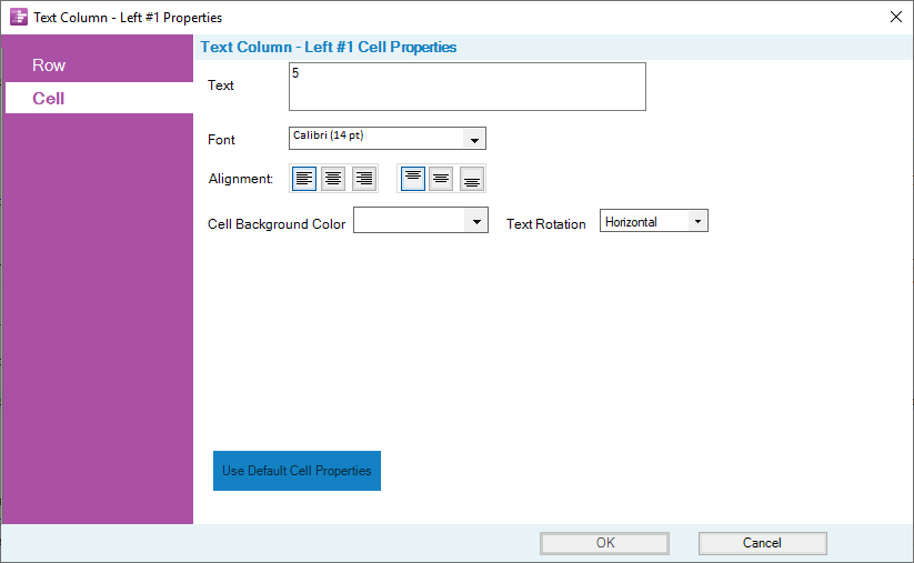 Row and Text Column Cell Backgrounds
